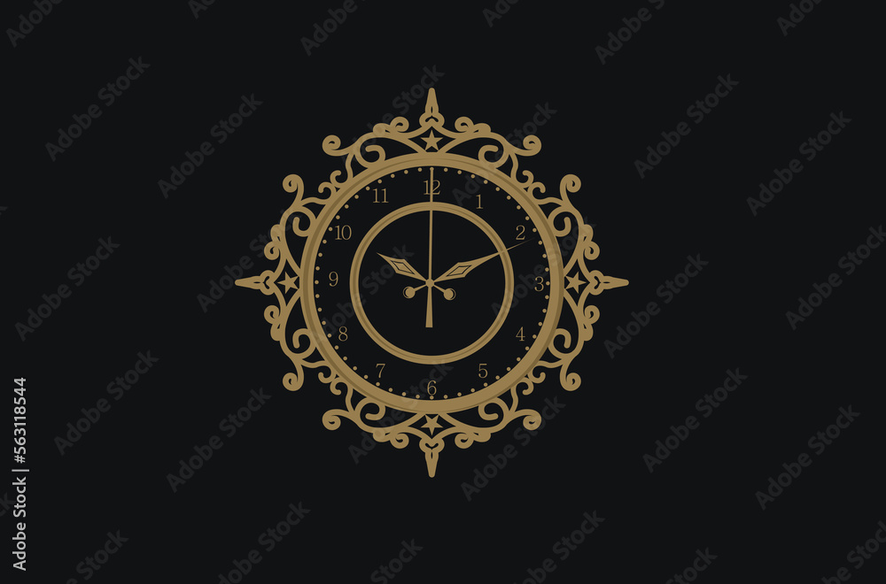 Vintage Antique Old Clock with Steampunk style for Emblem Logo design ...