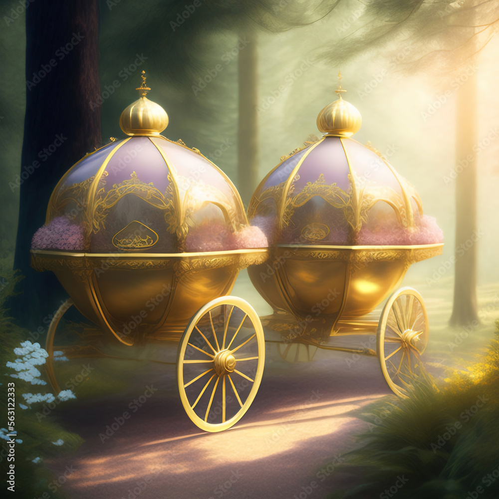 Generative AI: luxurious and ornate cinderella carriage Stock ...