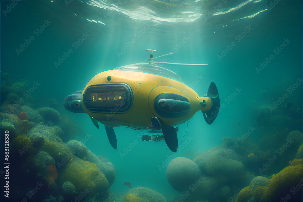 Underwater robot drone created with Generative Ai Stock Illustration ...