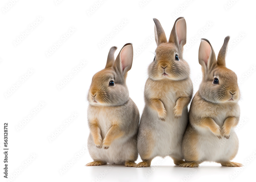 Easter Bunny Rabbits, three sweet chubby fluffy clipart dwarf bunnies ...