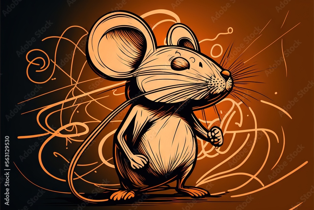 a cartoon mouse with a long tail and a surprised look on its face ...