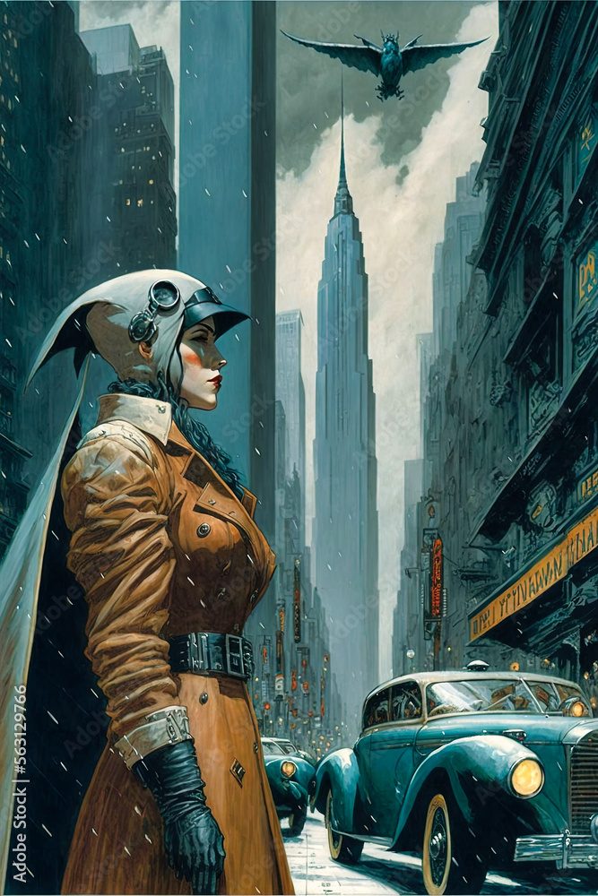 New York in the 1930s, comic strip drawing - Generative AI Stock ...