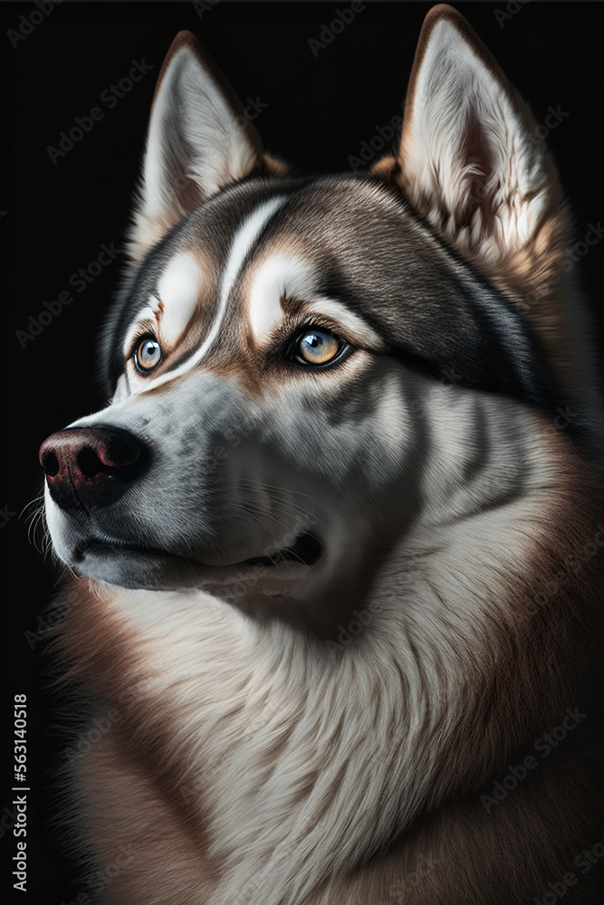 Generative AI of an illustration of a portrait of a siberian husky ...