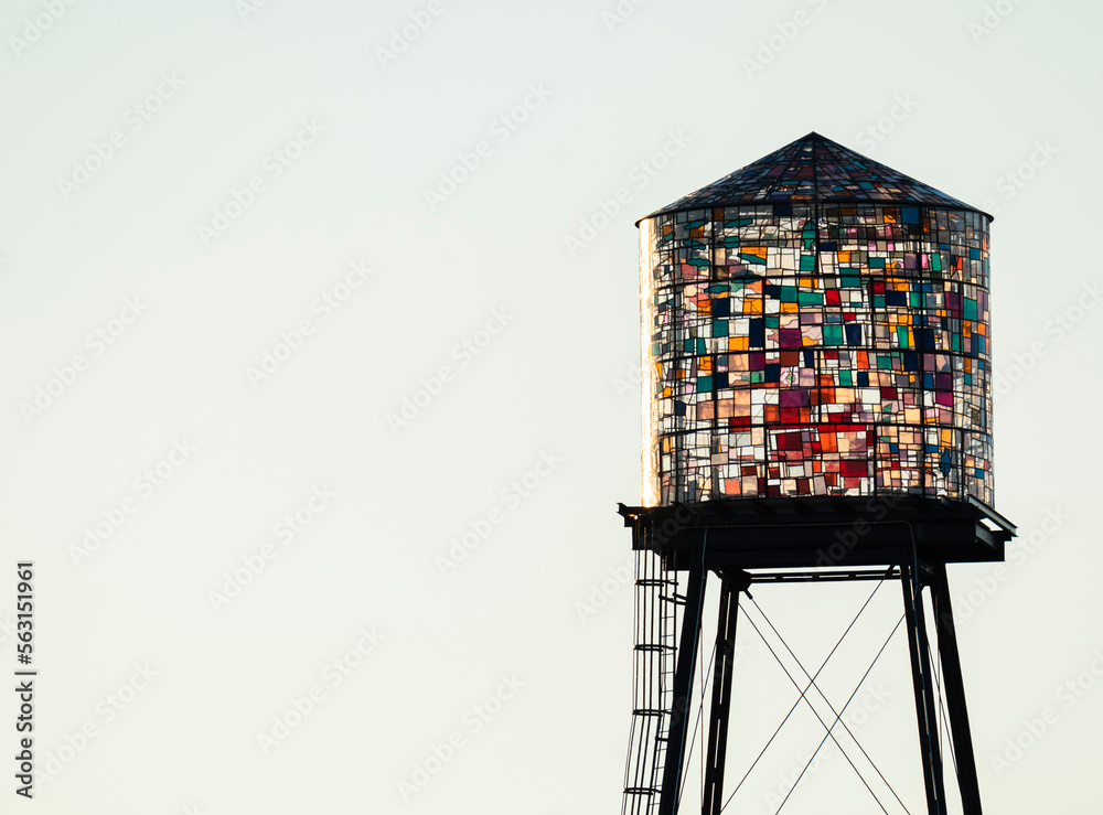 Milwaukee, WI, USA, January 7, 2022: A closeup of the colorful water ...