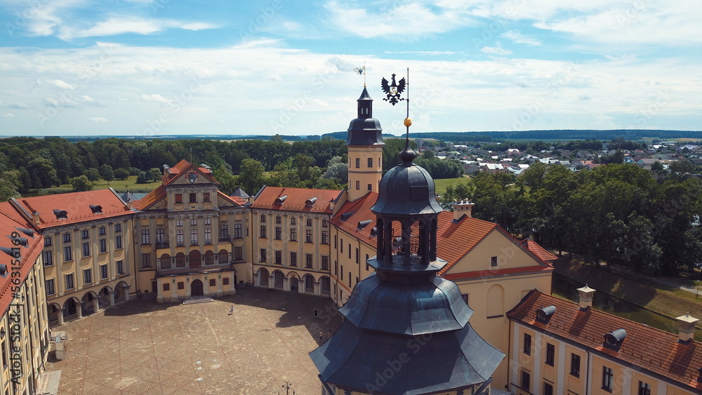 Coat of arms of the Radziwill family above the castle in Nesvizh ...