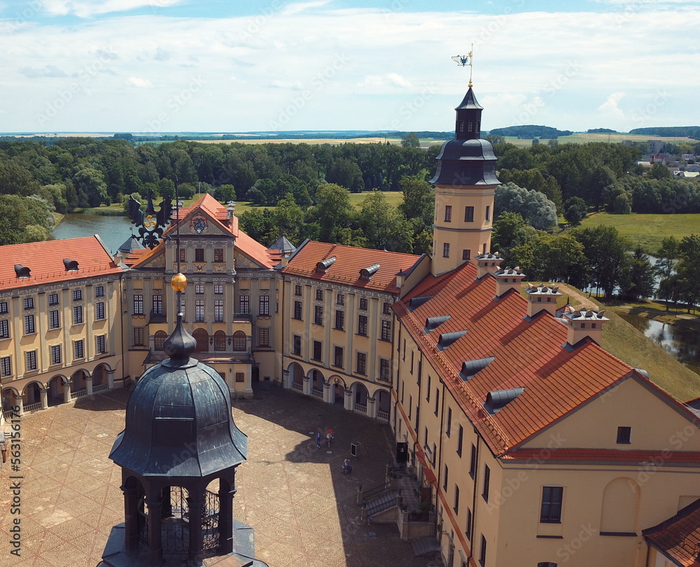 Coat of arms of the Radziwill family above the castle in Nesvizh ...