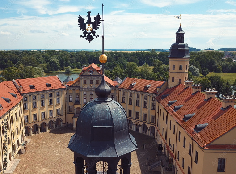 Coat of arms of the Radziwill family above the castle in Nesvizh ...