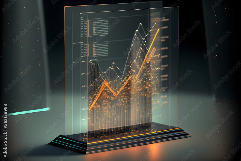 Financial chart on a transparent glass screen with generative AI Stock ...