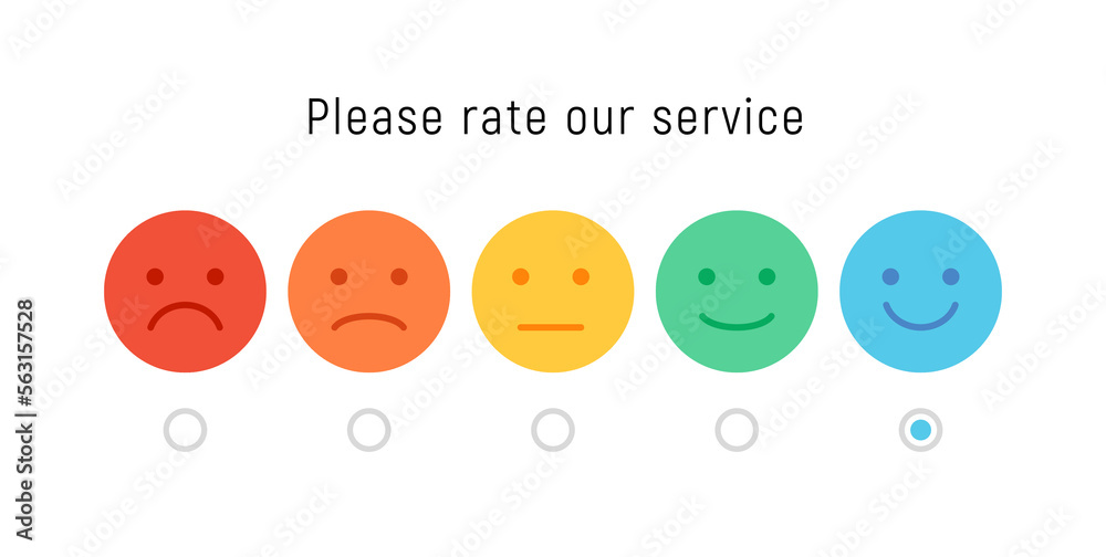 Smiley rate scale emotion emoji icon. Feedback rate survey emoticon ...