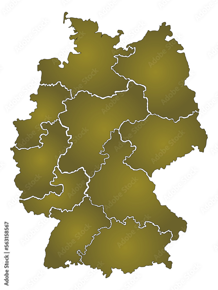 Deutschland Karte 3D Gold Postleitzahl Gebiete Aufteilung Vertrieb ...