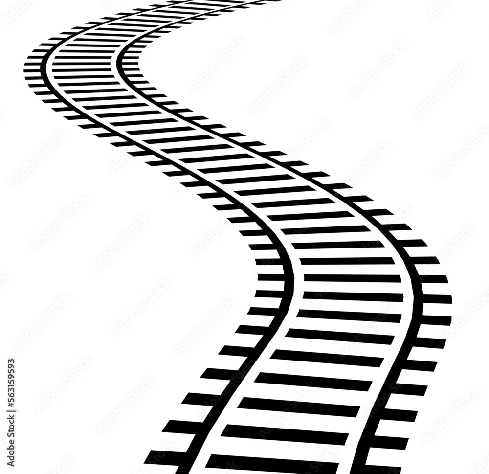 Railway train track vector route. Rail pattern curve railroad path icon ...
