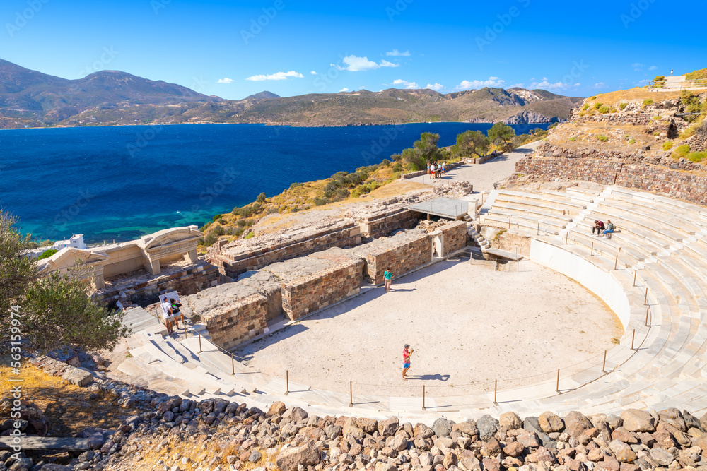 Ancient Theater view near where Aphrodite of Milo was found, Milos ...