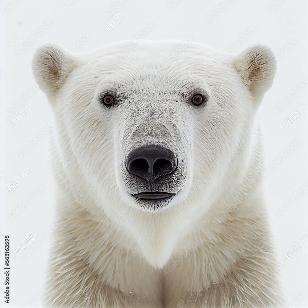 Adult polar bear portrait isolated on white background, Generative AI Stock Illustration | Adobe ...