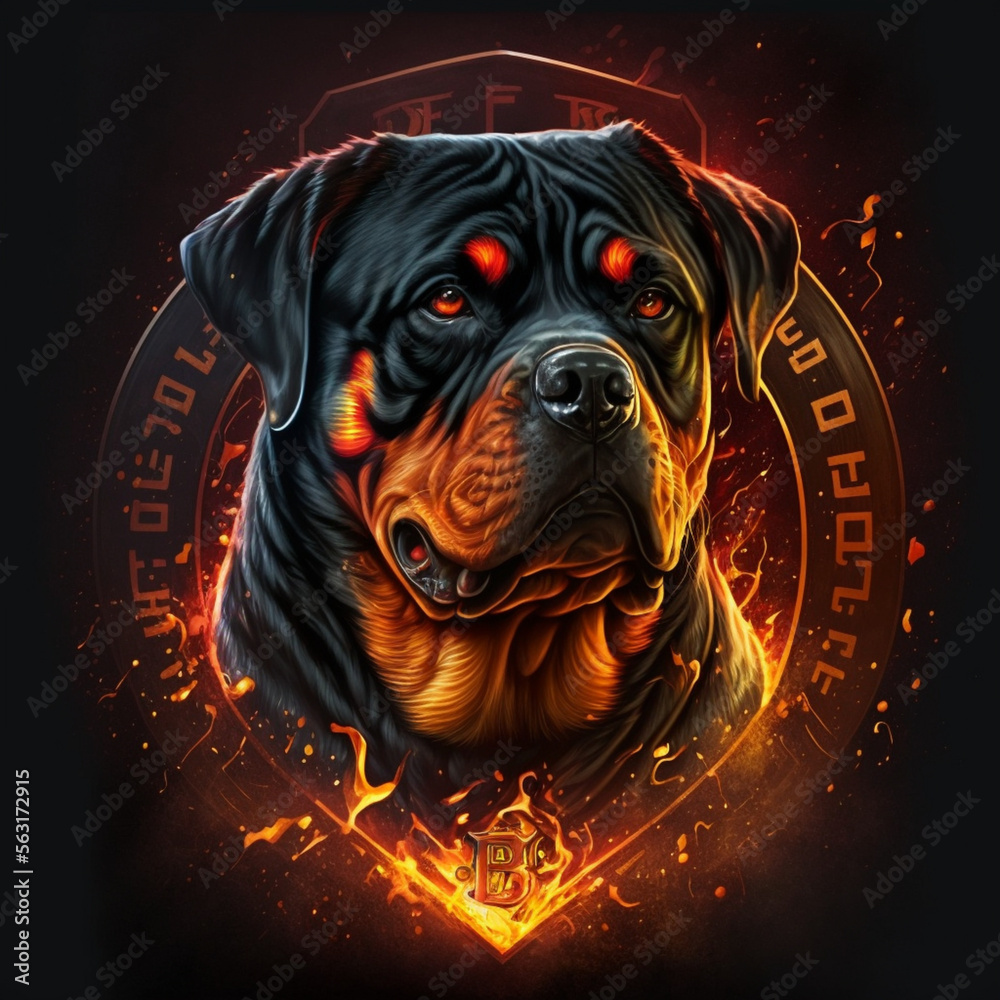 portrait logo of a Rottweiler Stock Illustration | Adobe Stock