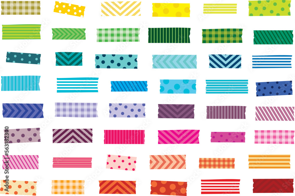 Mini washi tape strips in 48 colors. Semi-transparent masking tape or ...