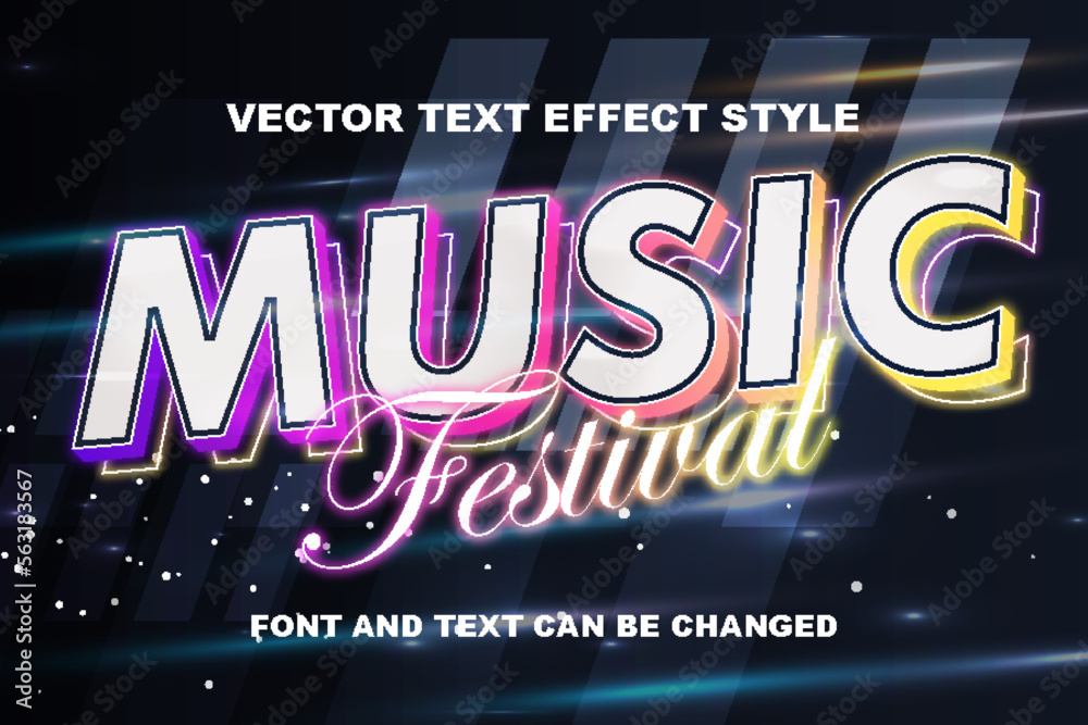 music festival typography lettering 3d editable text effect font style ...