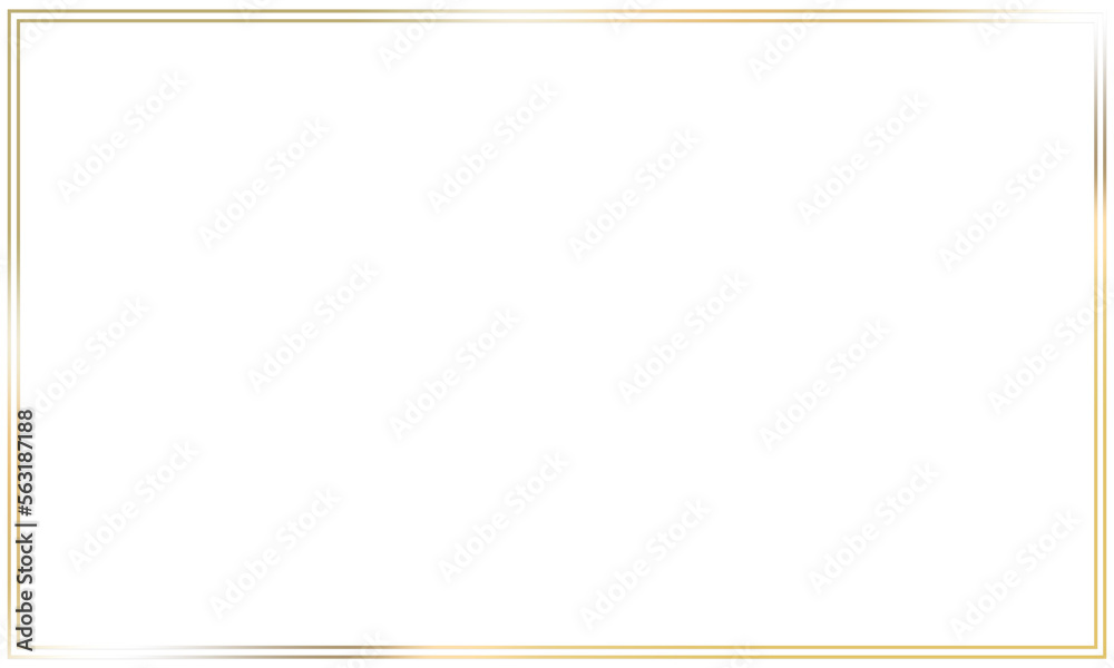 golden color Rectangle frame border isolated with shadow on transparent ...