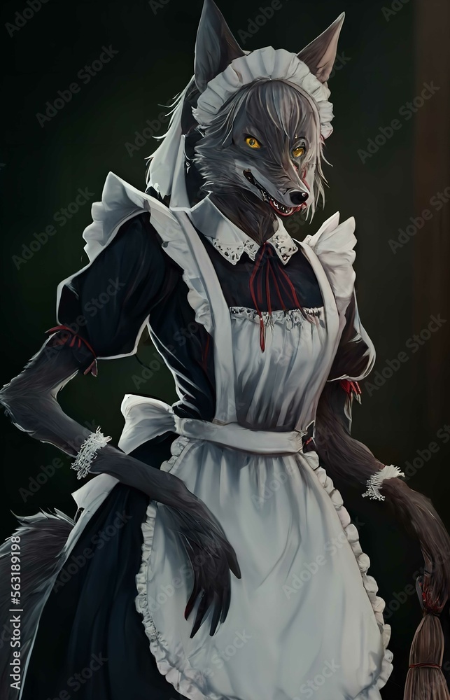 Maid werewolf Generative AI Stock Illustration | Adobe Stock