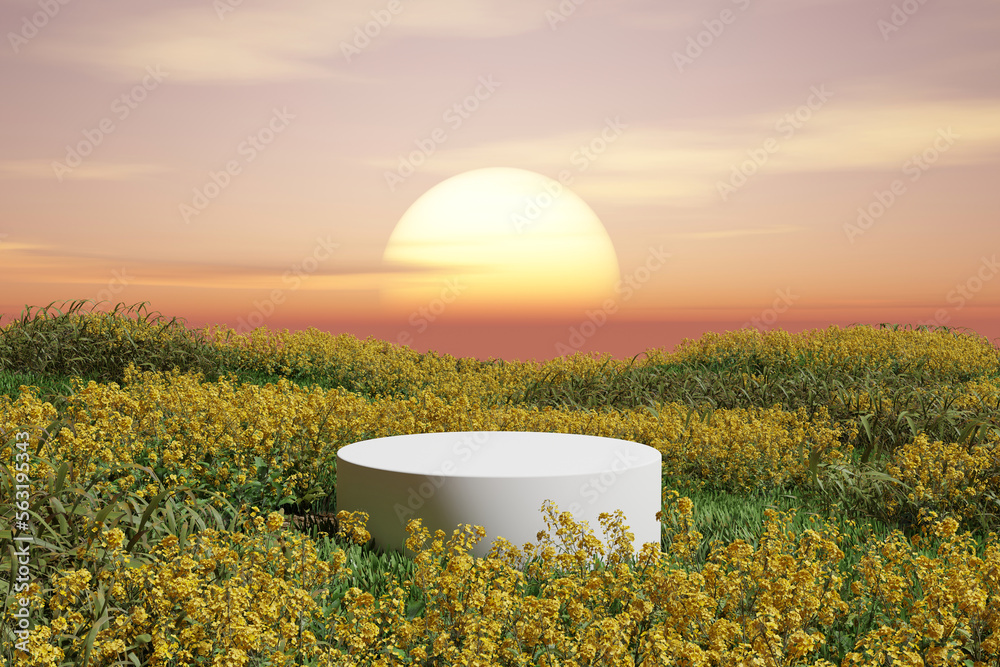 Abstact 3d render spring scene and Natural podium background, White ...