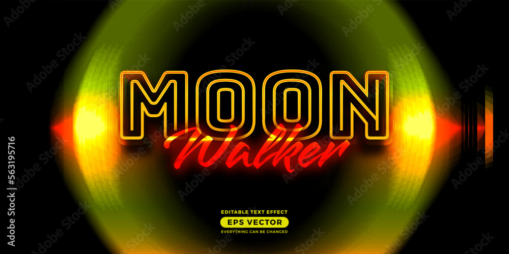 Moon walker editable text style effect in retro look design with ...