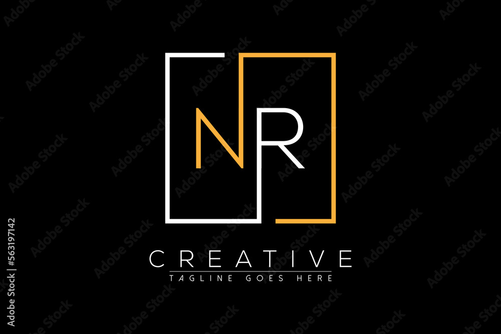 Initial letter nr, rn, n, r elegant and luxury Initial with Rectangular ...