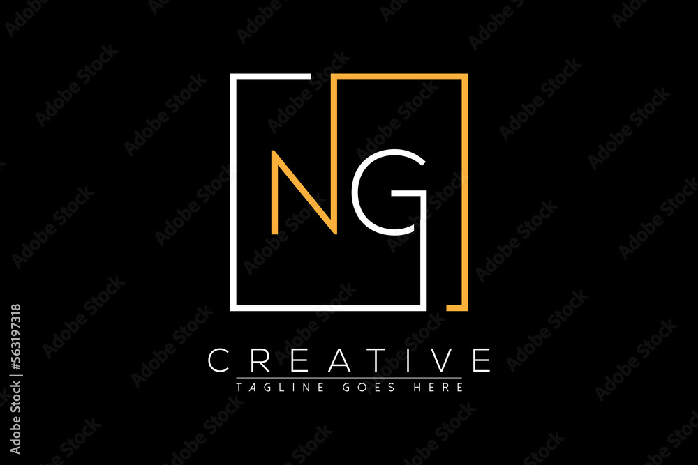 Initial letter ng, gn, n, g elegant and luxury Initial with Rectangular ...