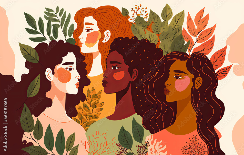 A group of women from different ethic backgrounds standing together ...