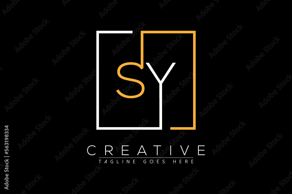 Initial letter sy, ys, s, y elegant and luxury Initial with Rectangular frame minimal monogram ...