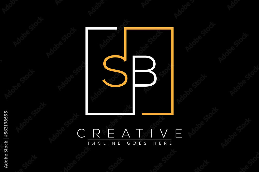 Initial letter sb, bs, s, b elegant and luxury Initial with Rectangular ...