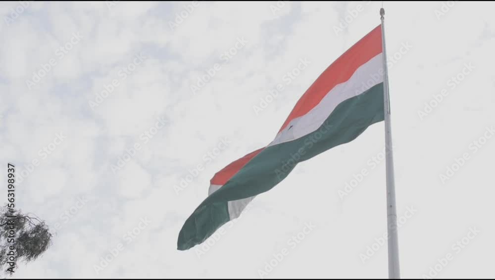 Slow-motion of India flag flying high at Connaught Place with pride in ...