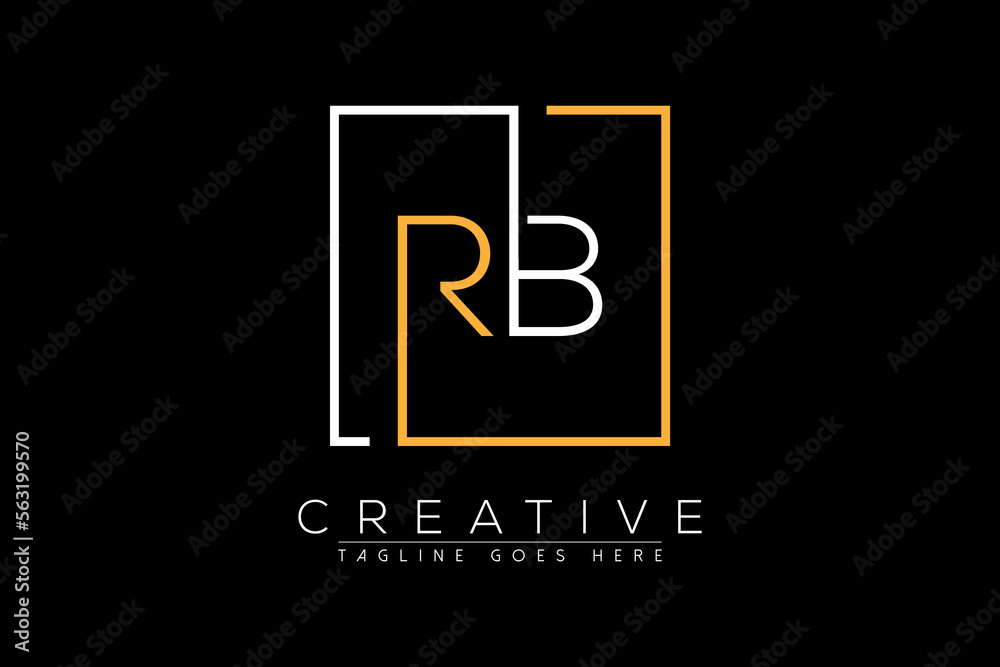 Initial letter rb, br, r, b elegant and luxury Initial with Rectangular ...