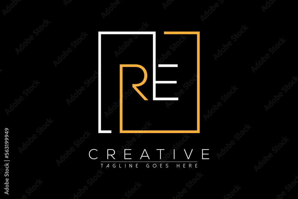 Initial letter re, er, r, e elegant and luxury Initial with Rectangular ...