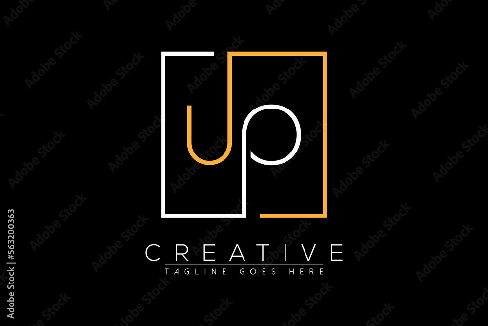 Initial letter uo, ou, o, u elegant and luxury Initial with Rectangular frame minimal monogram ...