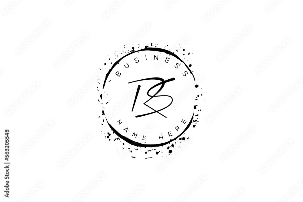 Initial letter rs, sr, r, s handwritten logo with sparkling circles ...