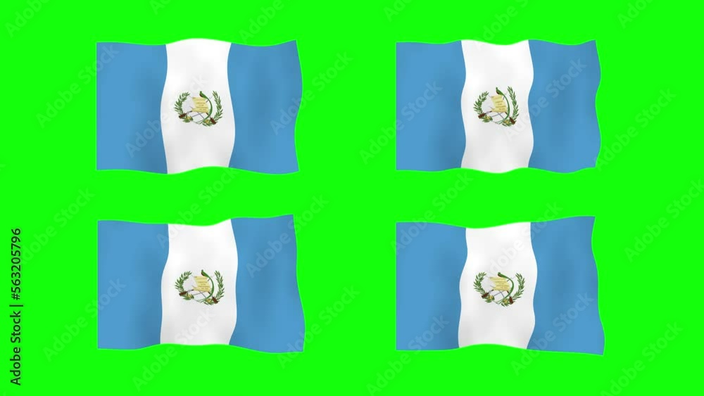 Guatemala Waving Flag 2D Animation on Green Screen Background. Looping ...