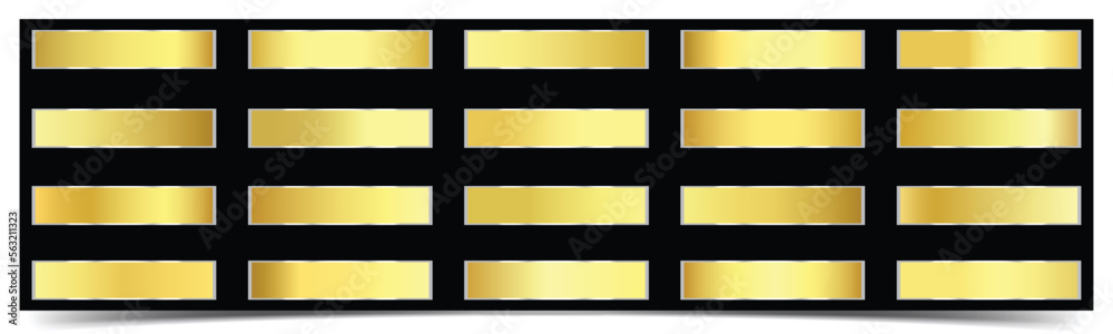 Big set of metallic gold gradients. Set of gold gradient vector palette ...