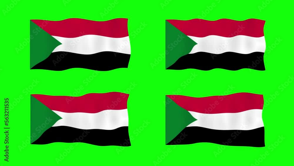 Sudan Waving Flag 2D Animation on Green Screen Background. Looping ...