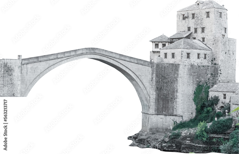 Isolated PNG cutout of a medieval stone bridge on a transparent ...