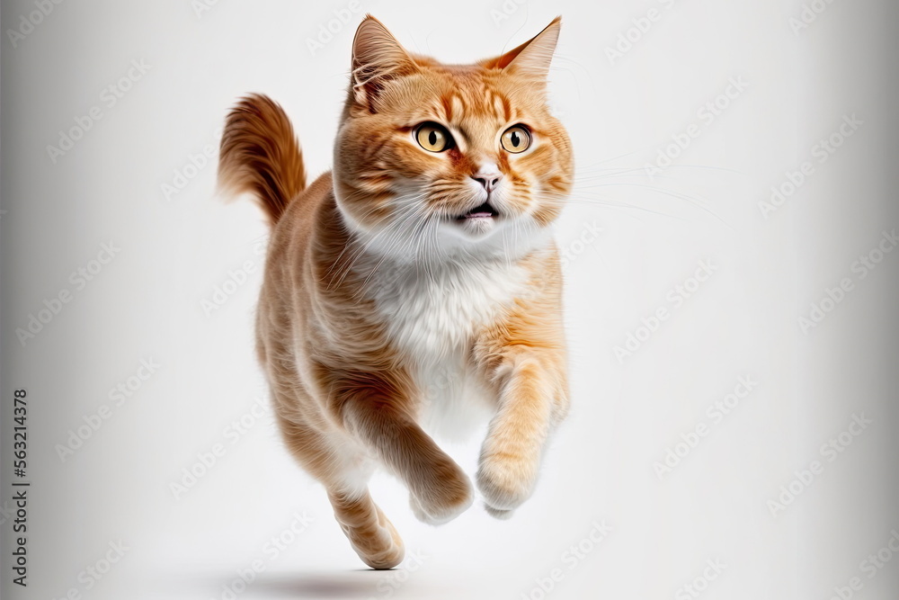 cat run on white background, full body with free space, Made by AI ...