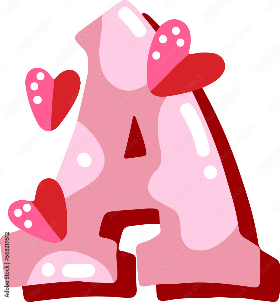 Candy pink glossy font design. Pastel pink and paper heart decor ...