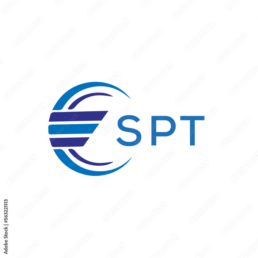 SPT letter logo. SPT blue image on white background. SPT vector logo ...