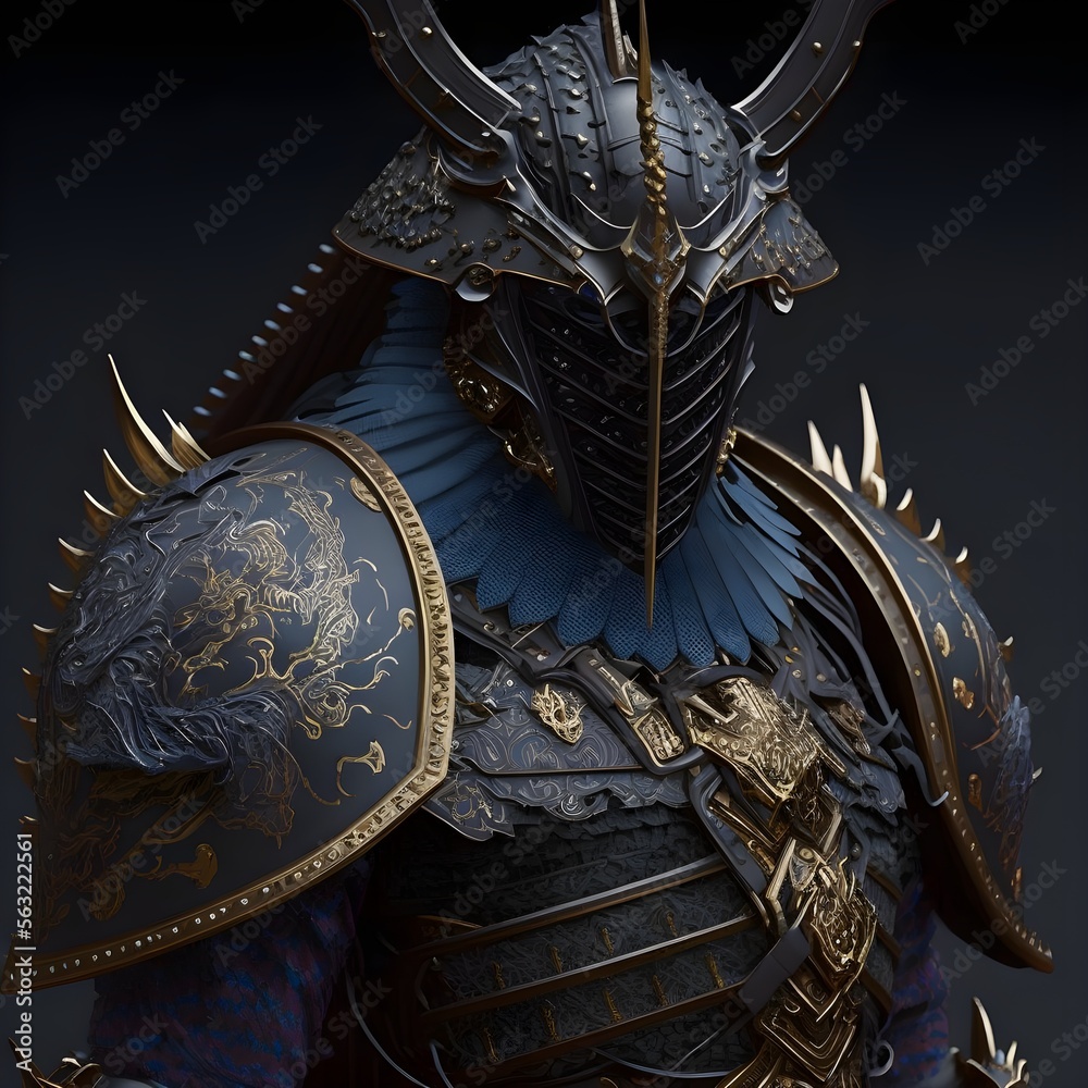 male gothic samurai dragon slayer armor dynamic pose normal map texture ...