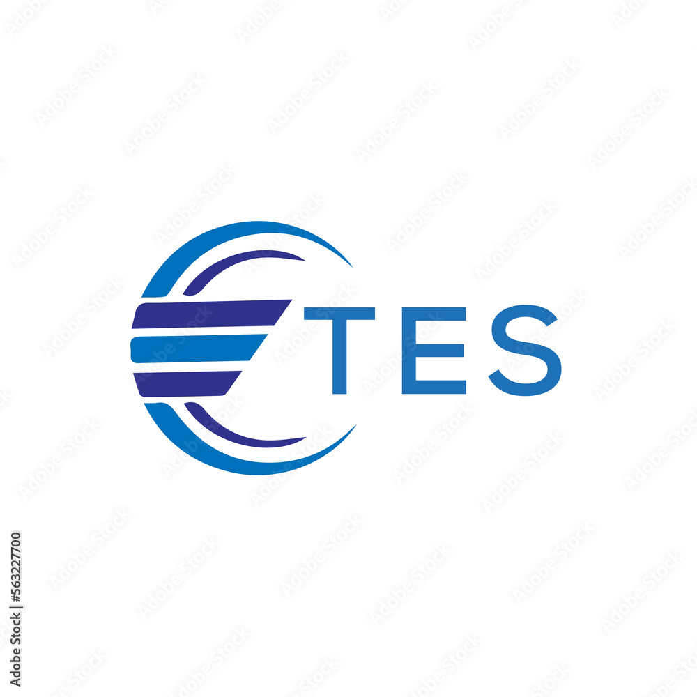 TES letter logo. TES blue image on white background. TES vector logo ...