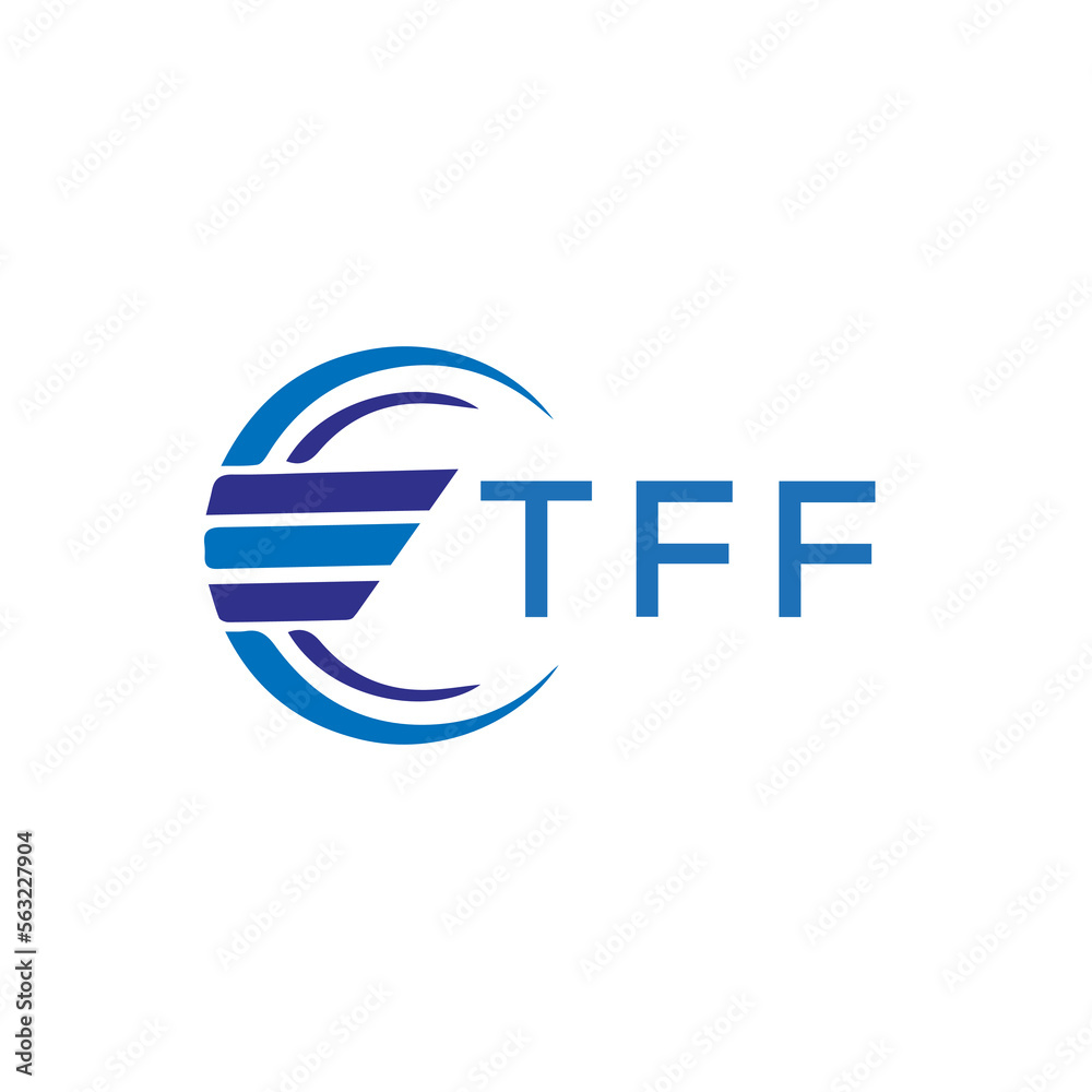 TFF letter logo. TFF blue image on white background. TFF vector logo ...