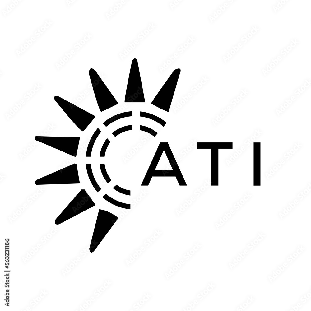 ATI letter logo. ATI image on white background and black letter. ATI ...