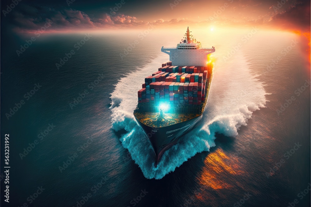 Generative AI realistic photography of awsome Cargo Ship transporting ...