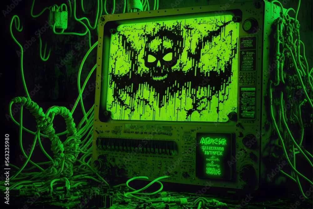 photorealistic crime scene cyberpunk technical nuclear sybmols and ...