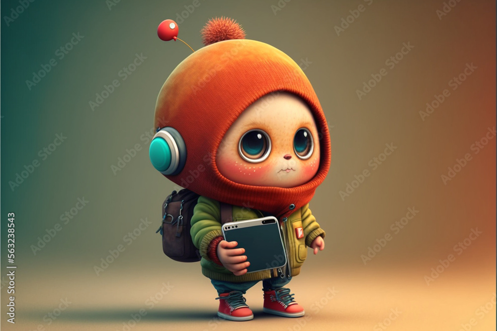 cute mobile character , AI generated artwork Stock Illustration | Adobe ...