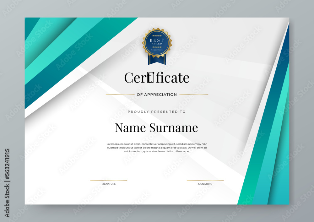Modern elegant certificate template with blue and white color gradient ...