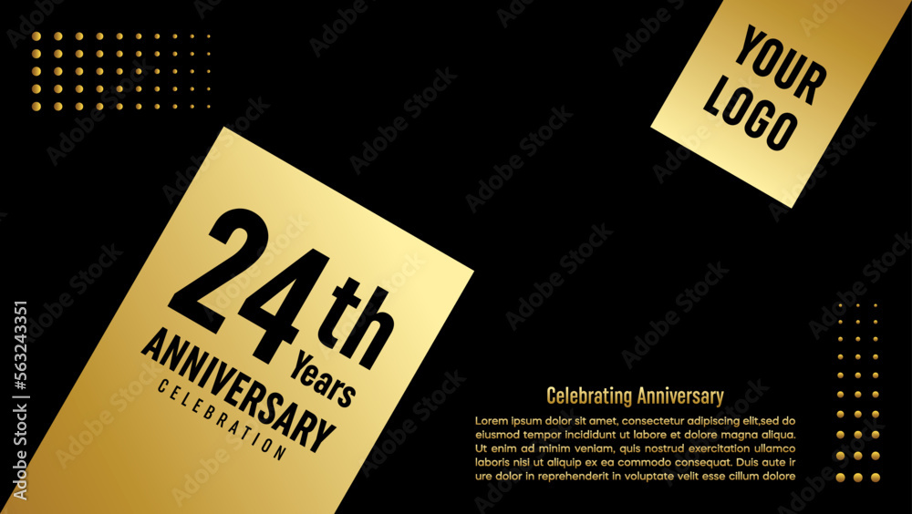24th Anniversary Celebration template design with gold color for ...